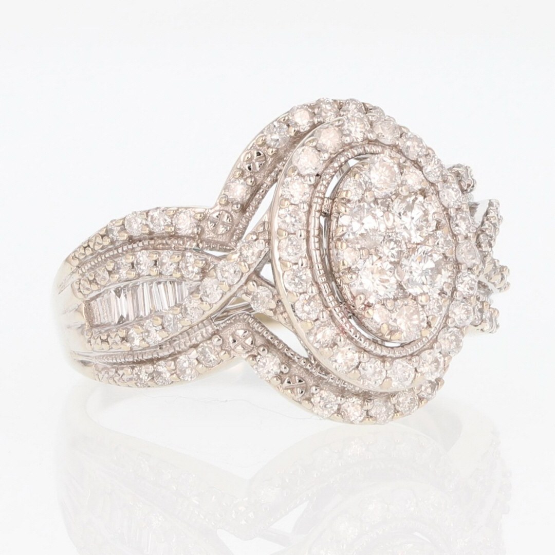 .82ctw Diamond Oval-Shaped Cluster Halo Engagement Ring 10k White Gold ...