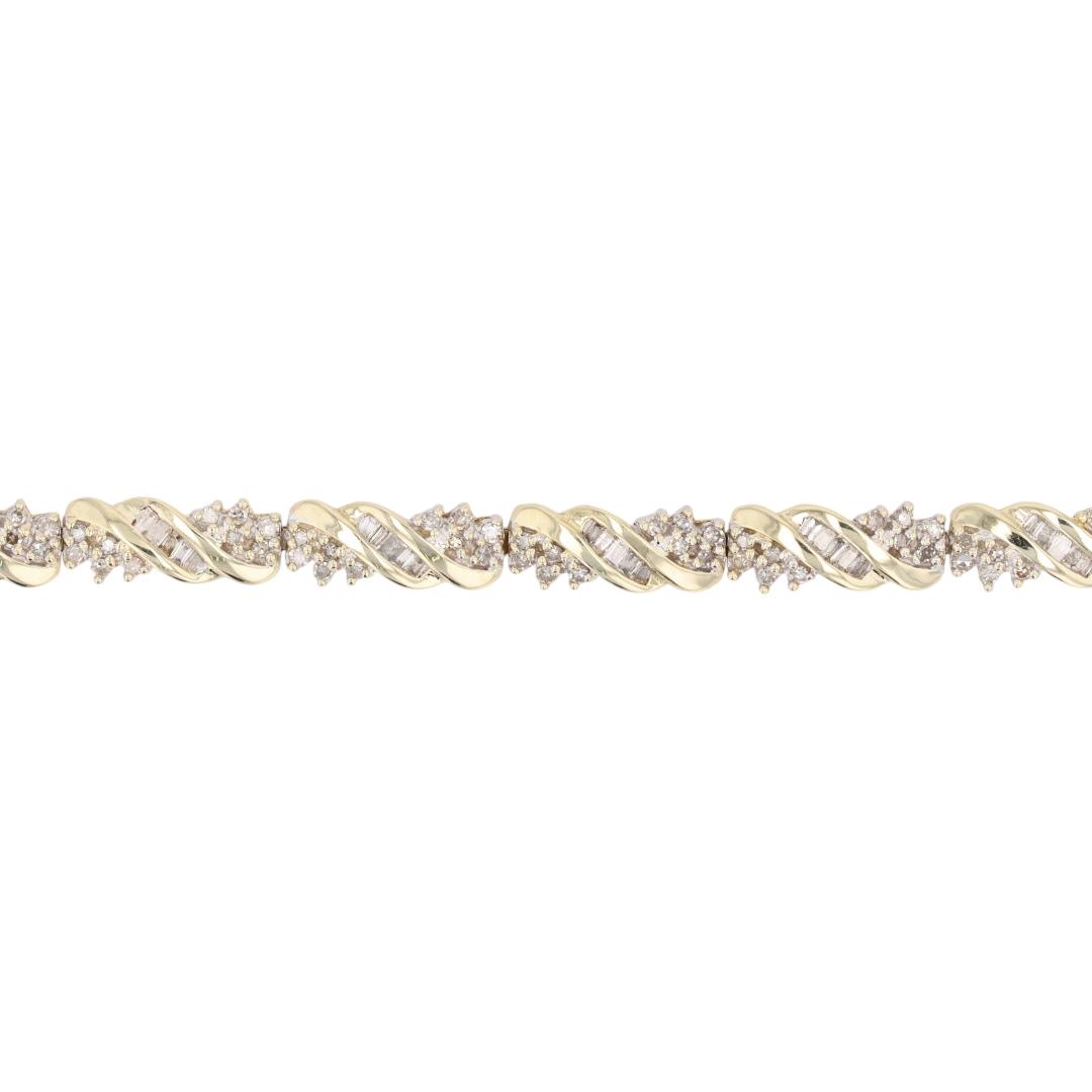 1.06ctw Round Cut Diamond 7.25" Tennis Bracelet 10k Yellow Gold 11.18 Grams