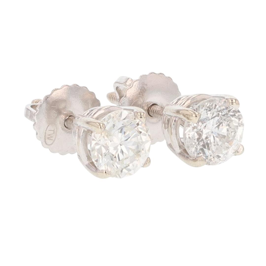 .82ctw Round Cut Diamond Solitaire Screw Back Stud Pair Earrings 14k ...