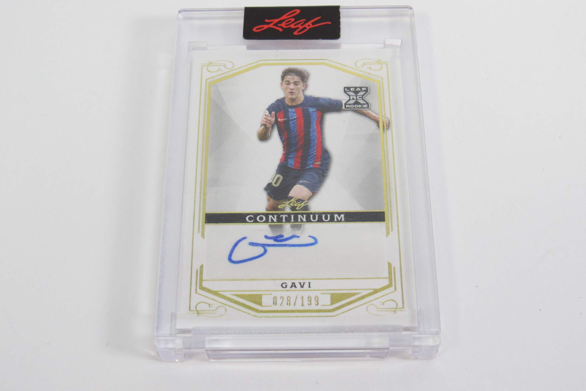 Gavi Auto Leaf 2022 RC Rookie X Continuum Soccer/Football Card - 028/199