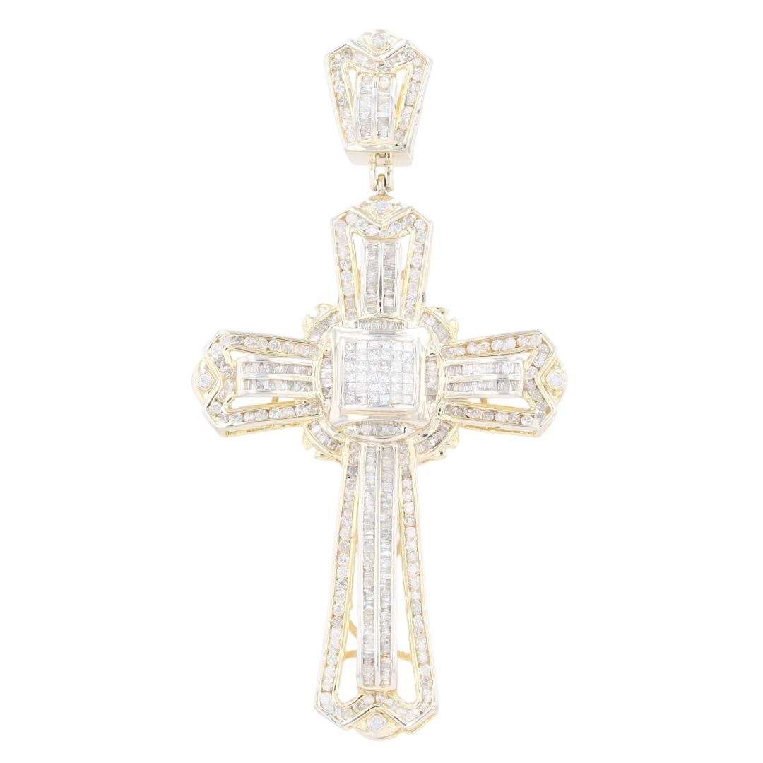 4.64ctw Diamond Religious Cross Pendant No Chain 14k Multi-Tone Gold 26 ...