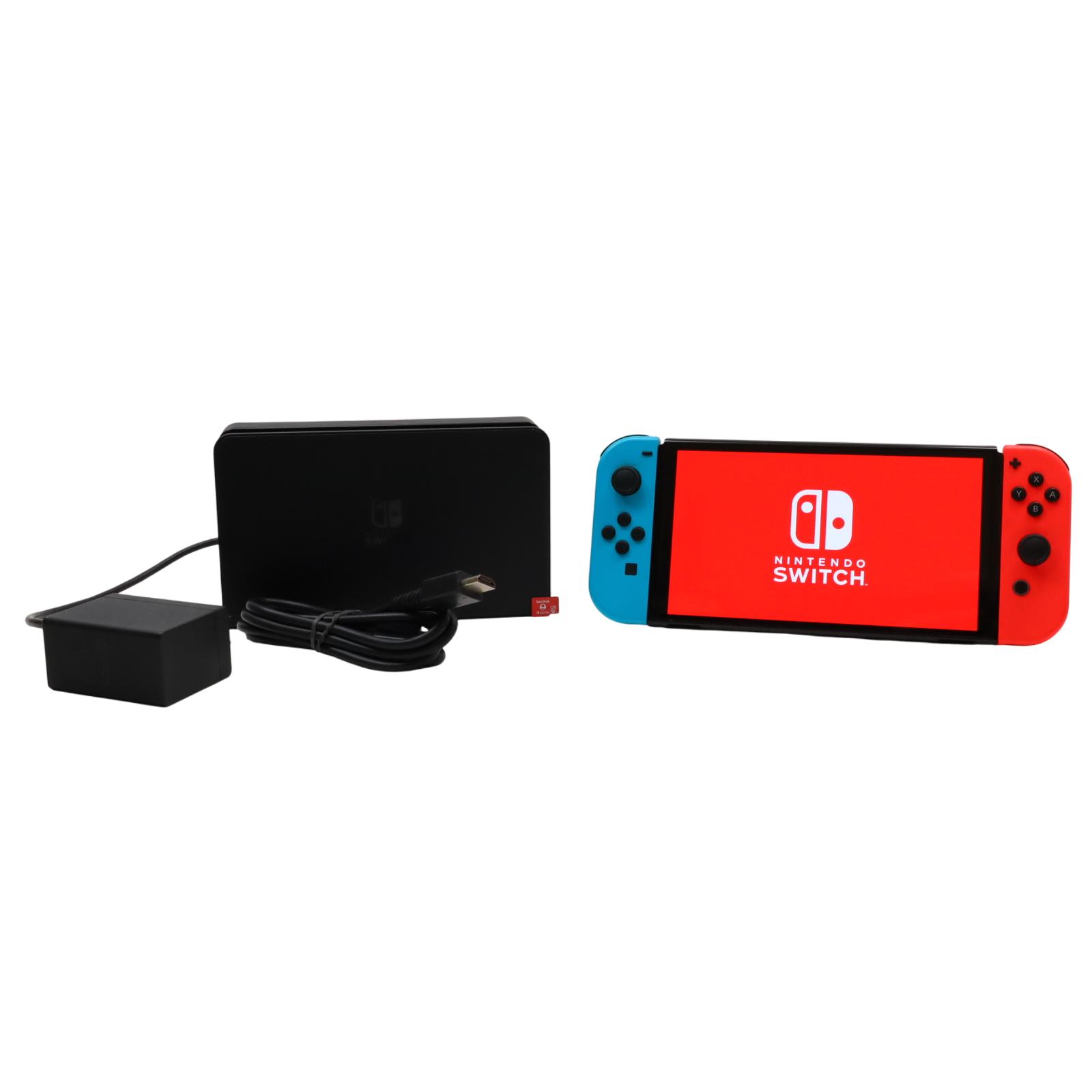 Nintendo Switch OLED HEG-001 64GB + 128GB Video Game Console - Blue/Red ...
