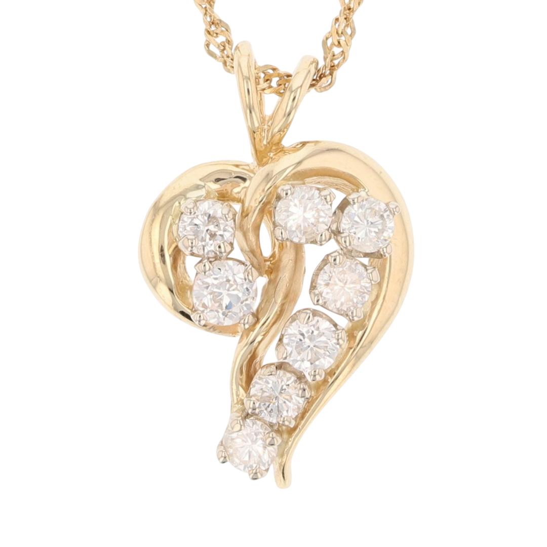 .56ctw Diamond Heart Shaped Prong-Set Pendant on 18" Necklace 14k ...