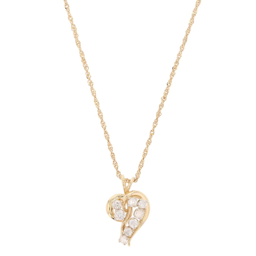 .56ctw Diamond Heart Shaped Prong-Set Pendant on 18" Necklace 14k ...