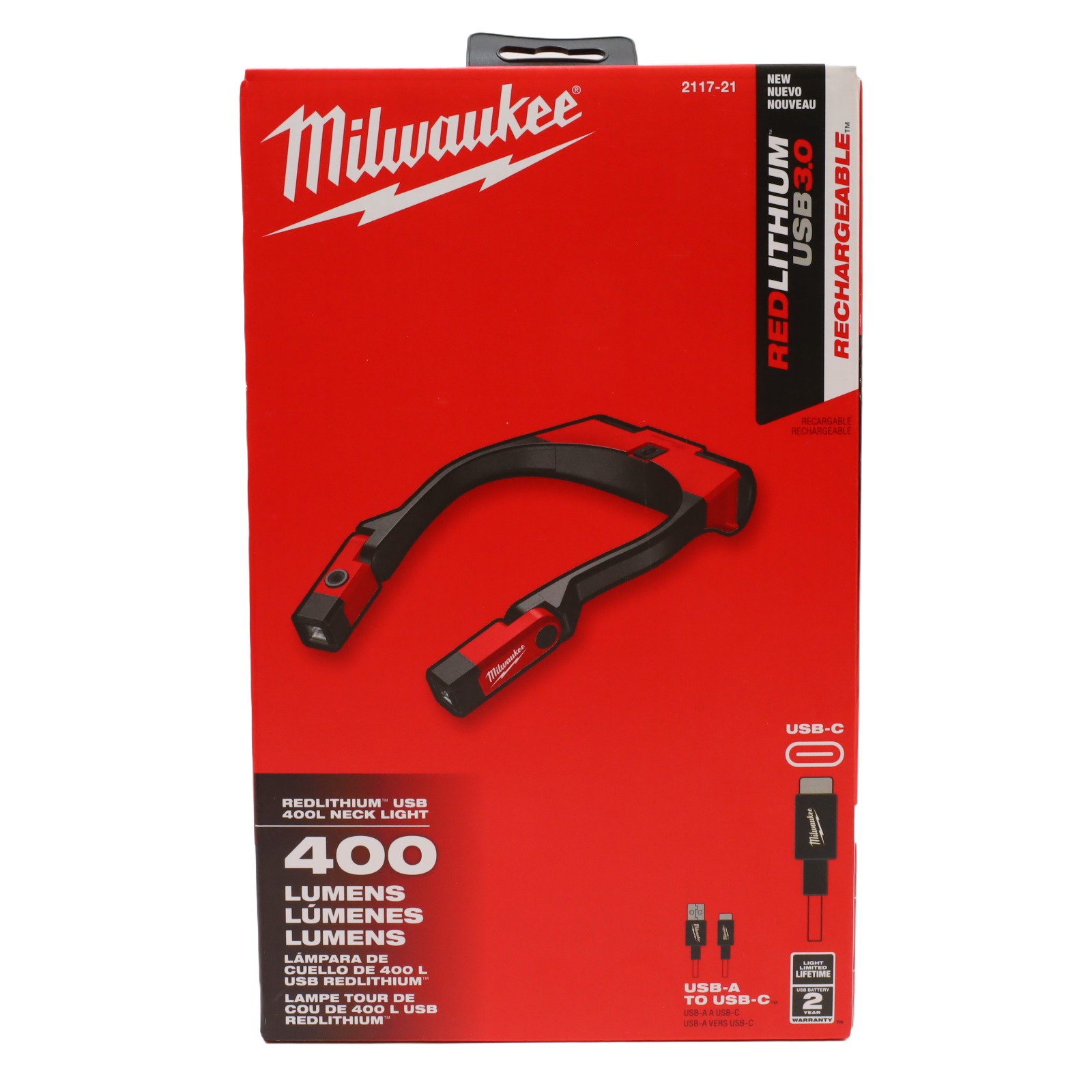 Milwaukee 2117-21 REDLITHIUM 400 Lumens LED Rechargeable Neck Light (5963)
