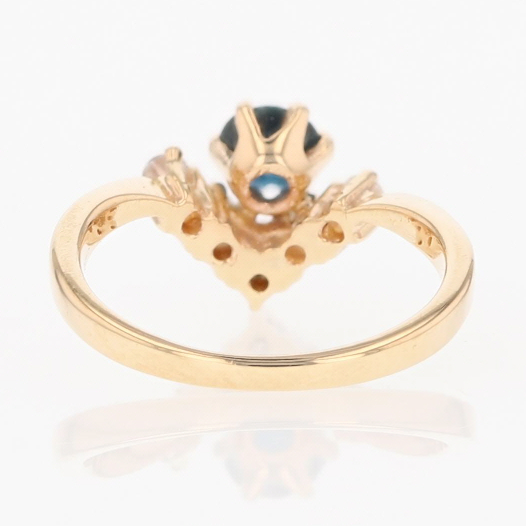 .46ctw Sapphire with Diamond Accents Chevron Style Ring 14k Yellow Gold ...