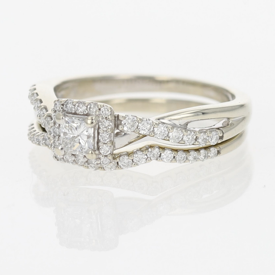 .67ctw Princess Cut Diamond Halo Wedding Set Rings 10k White Gold Size 8