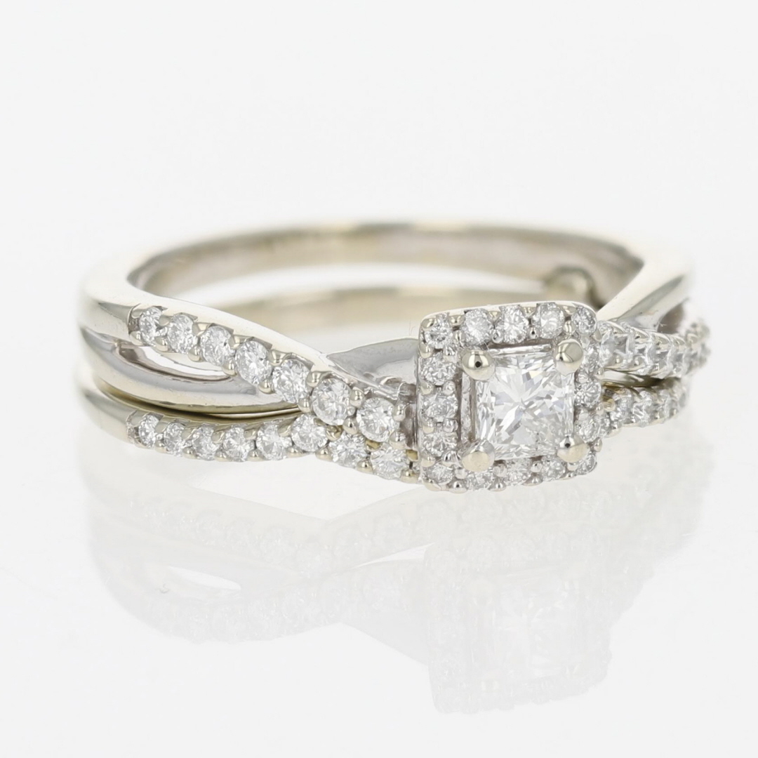 .67ctw Princess Cut Diamond Halo Wedding Set Rings 10k White Gold Size 8