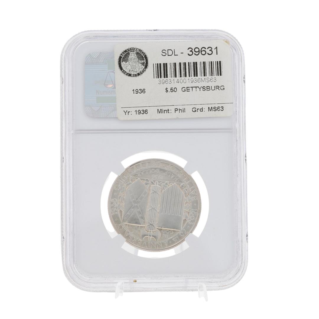 1936 Gettysburg Silver Commemorative 50C Coin Philadelphia Mint NGC MS 63