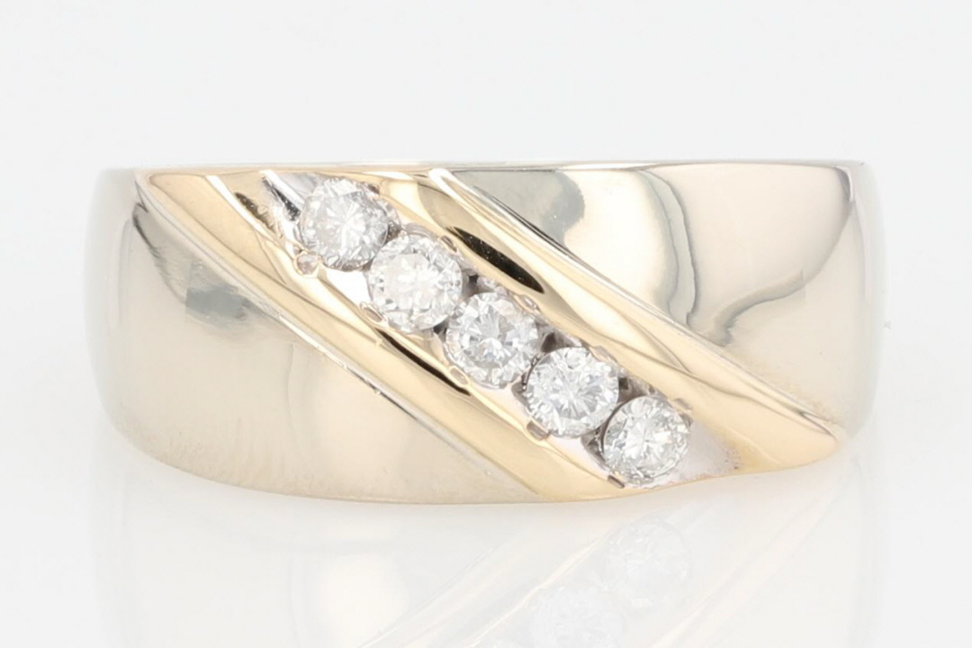 .50ctw Round Diamond Channel-Set Wedding Band Ring 14k Multi-Tone Gold ...