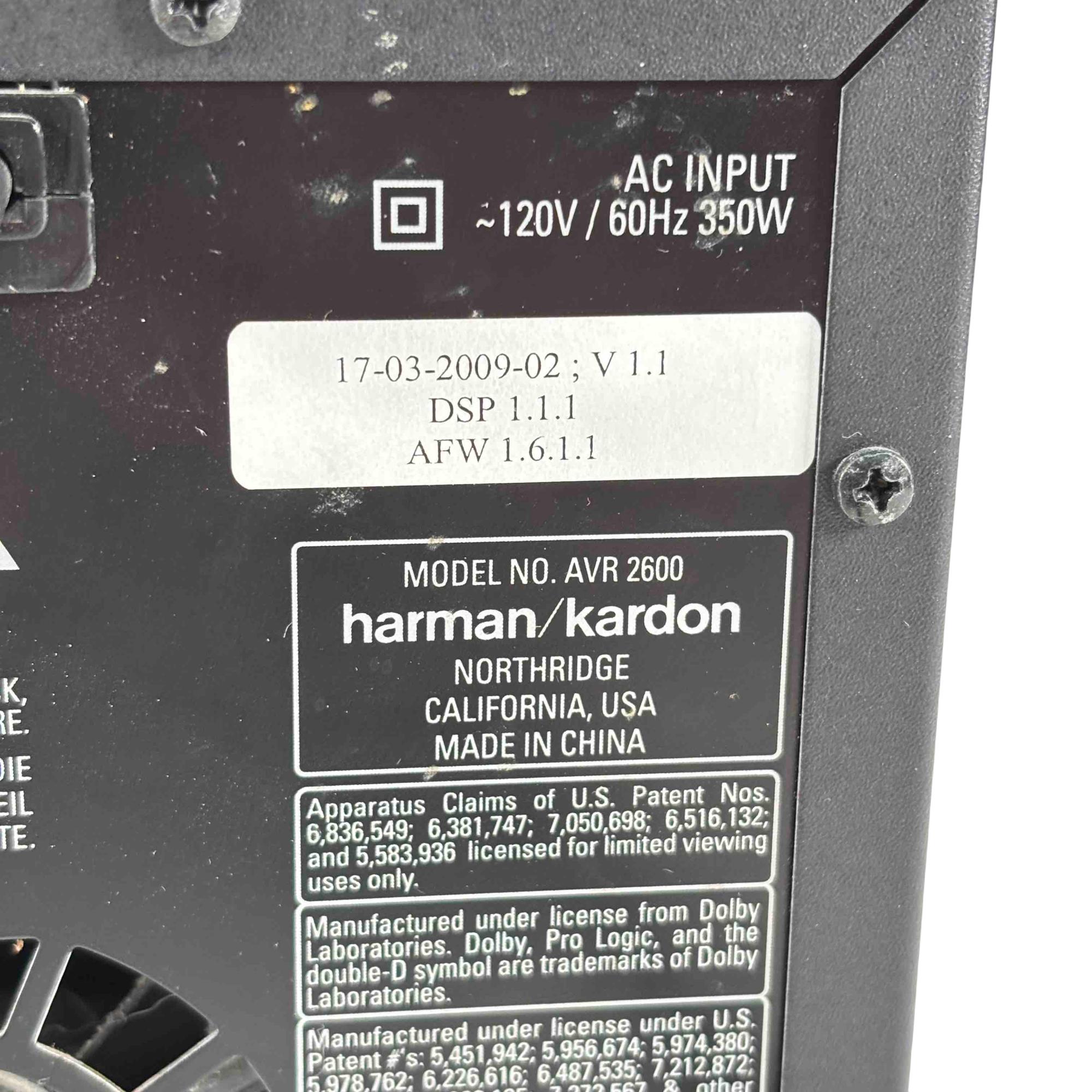 Harman Kardon AVR-2600 7.1-Channel 20-20,000 Hz Home Theater Receiver