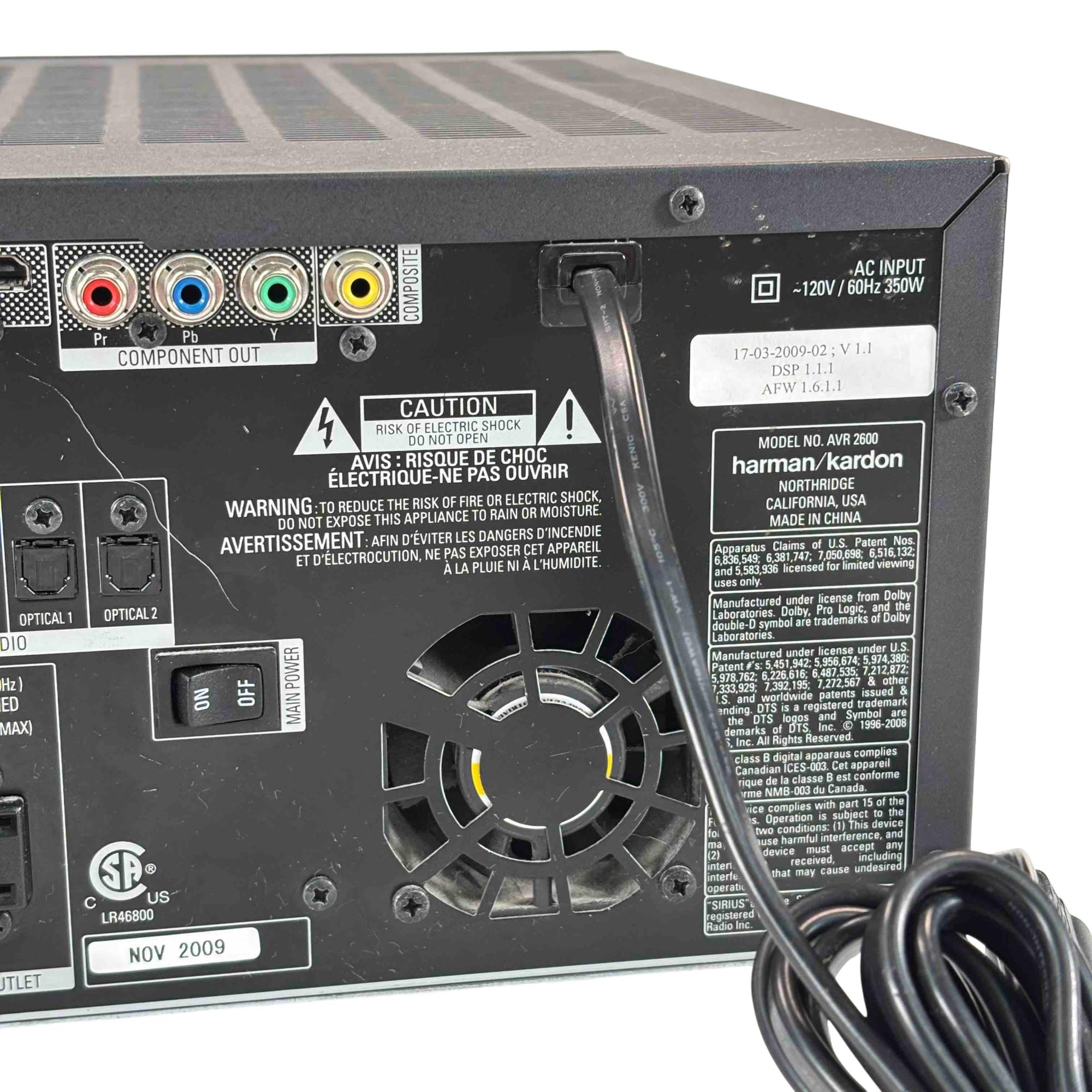 Harman Kardon AVR-2600 7.1-Channel 20-20,000 Hz Home Theater Receiver