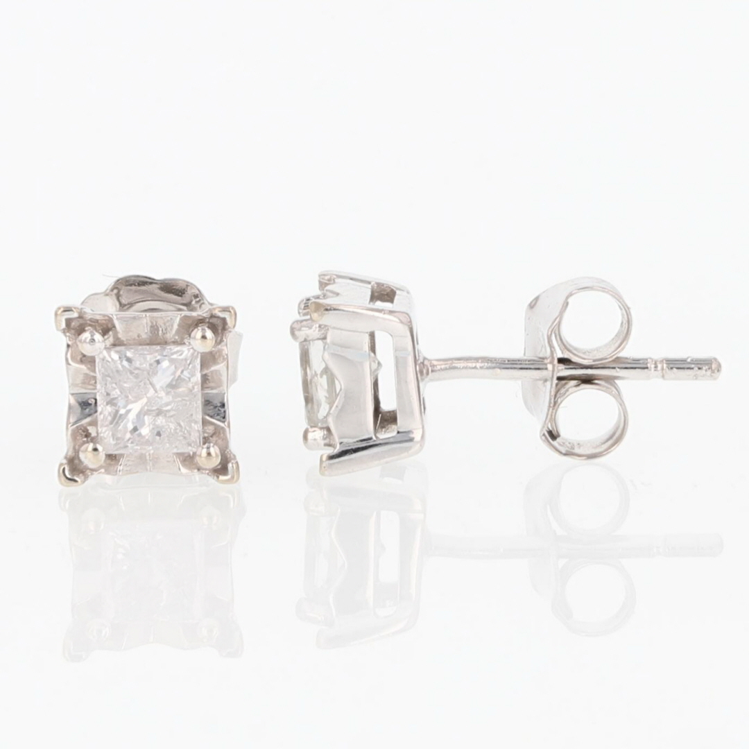 .40ctw Princess Diamond Solitaire Prong-Set Stud Pair Earrings 10k ...