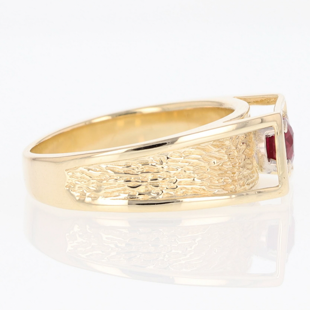 .18ct Round Ruby Solitaire Textured Statement Band Ring 14k Yellow Gold ...