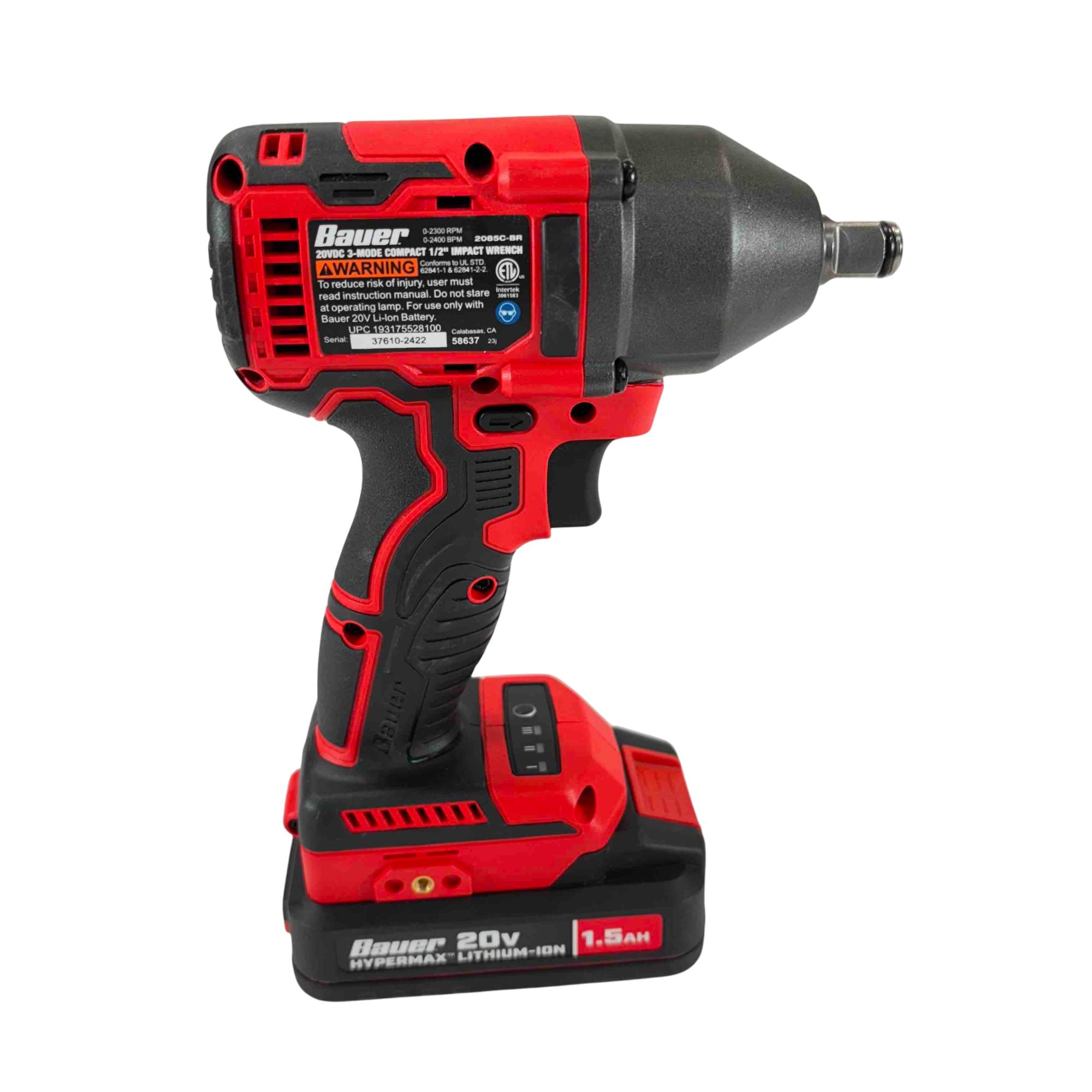 Bauer 2085C-BR 20V Brushless Cordless Li-Ion 1/2 in. 3-Speed Impact Wrench