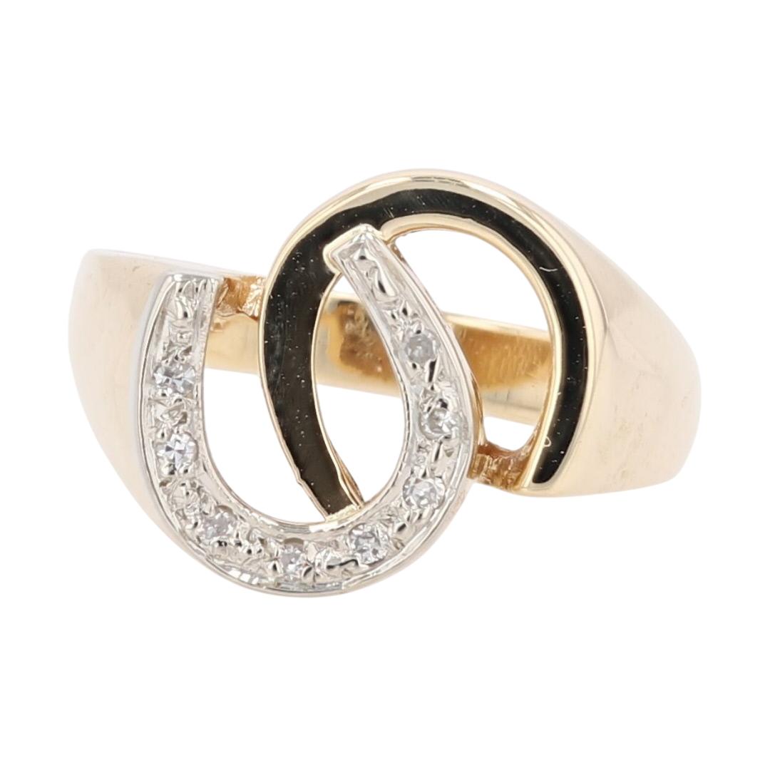 .05ctw Round Diamond Interlocking Horseshoe Ring 10k Multi-Tone Gold ...