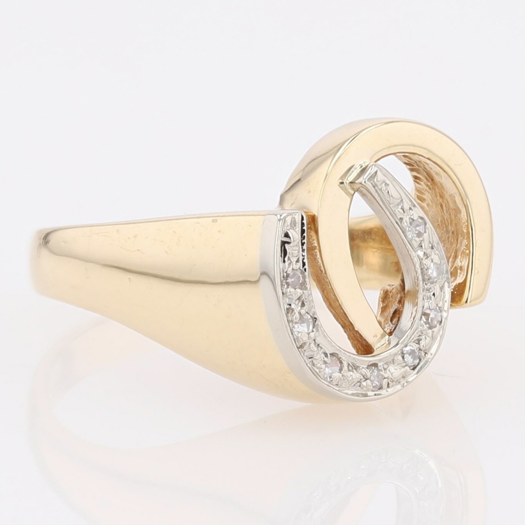 .05ctw Round Diamond Interlocking Horseshoe Ring 10k Multi-Tone Gold ...