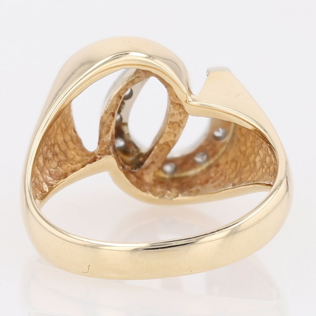 .05ctw Round Diamond Interlocking Horseshoe Ring 10k Multi-Tone Gold ...