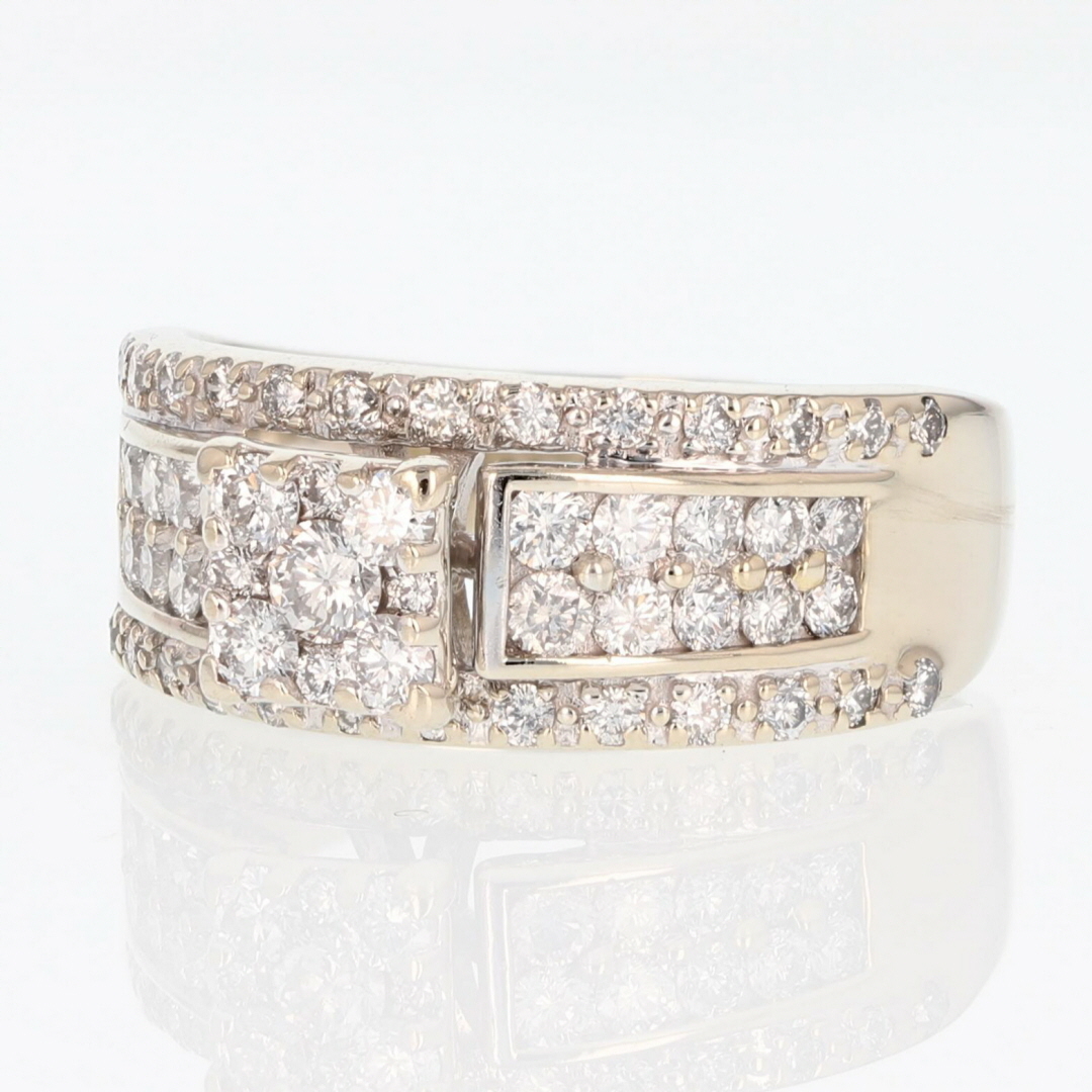 1.60ctw Diamond Square-Shape Cluster Wide Engagement Ring 14k White ...