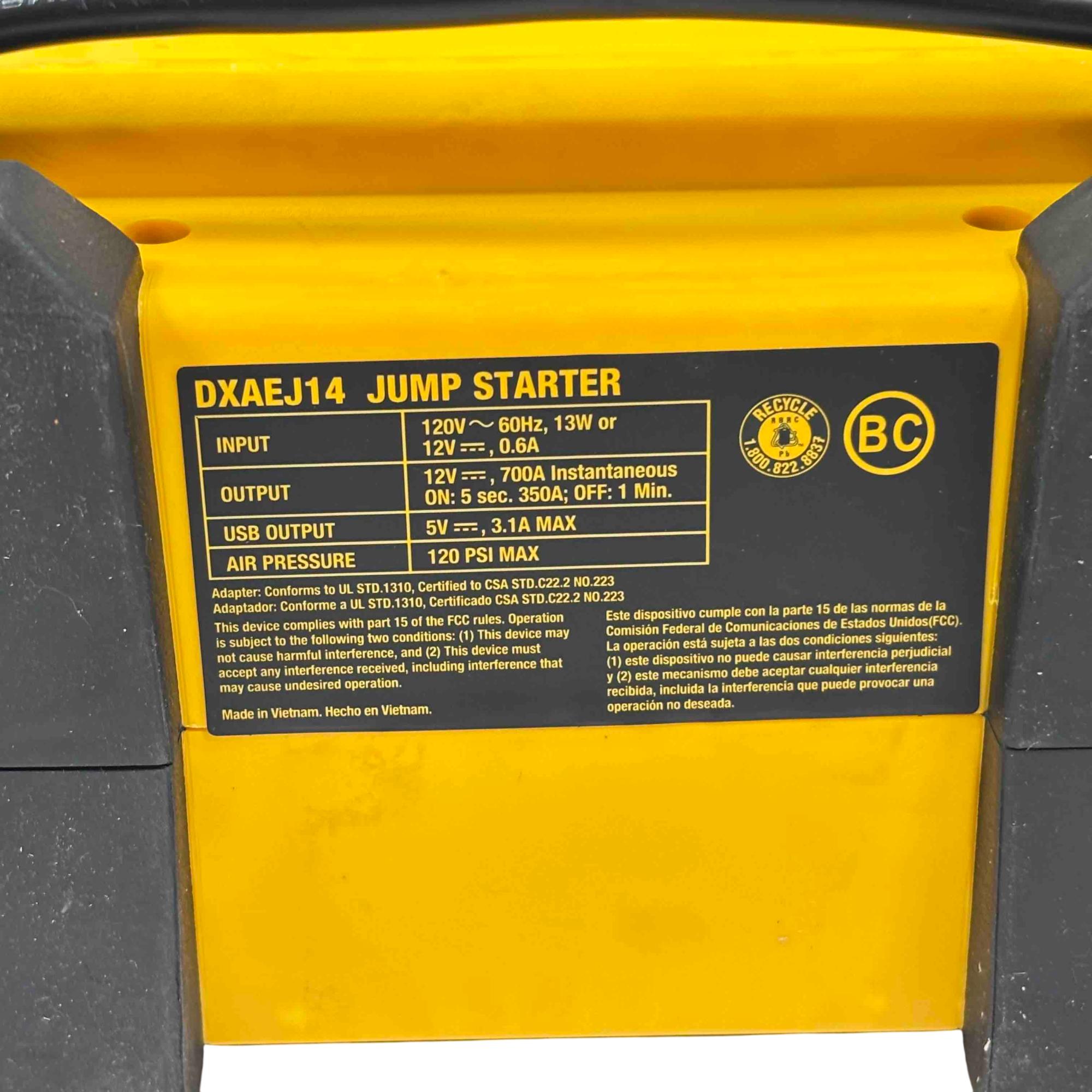 DeWalt DXAEJ14 1400 Peak Amp Portable Jump Starter/Digital Air Compressor