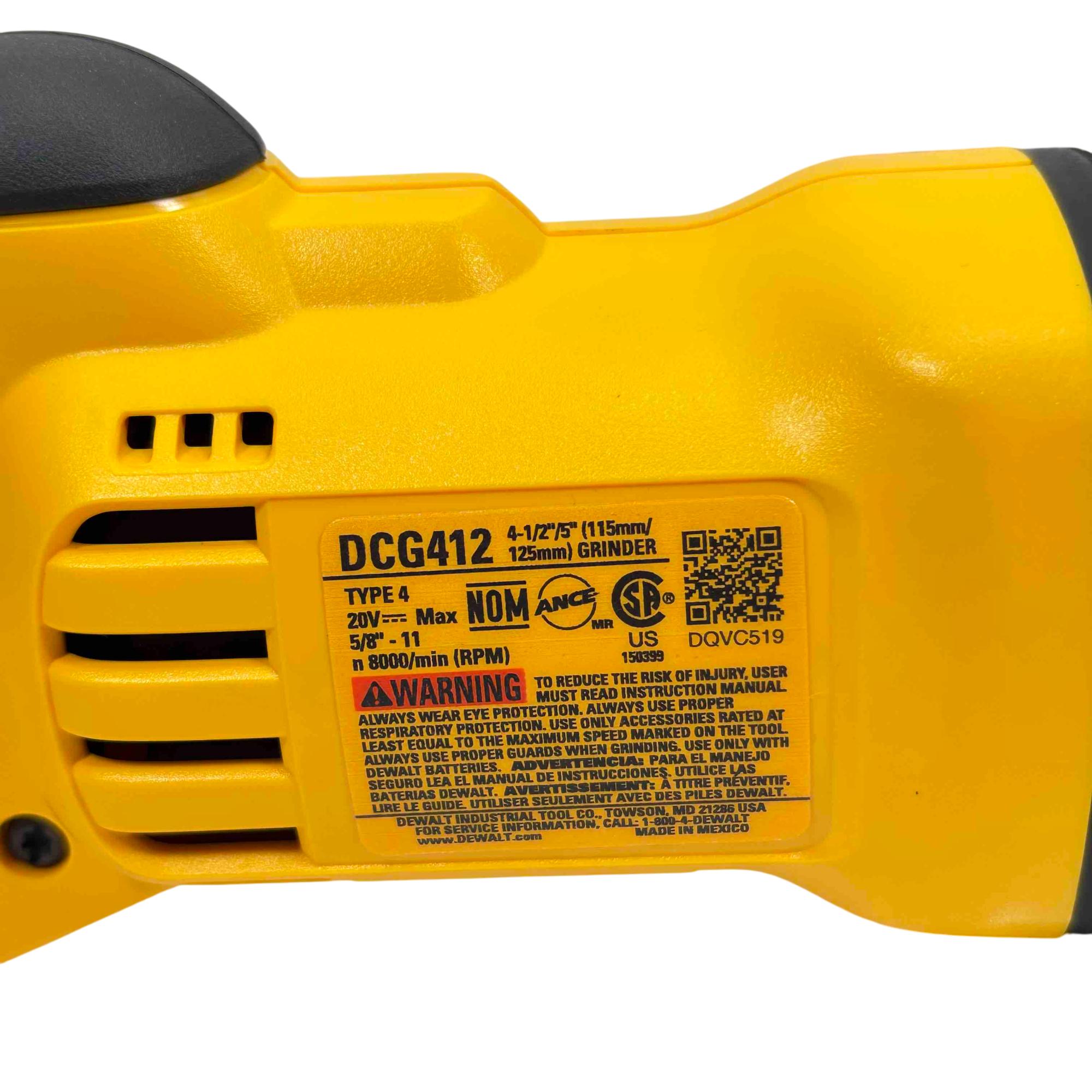 DeWalt DCG412 20V MAX Cordless 4.5" - 5" Angle Grinder