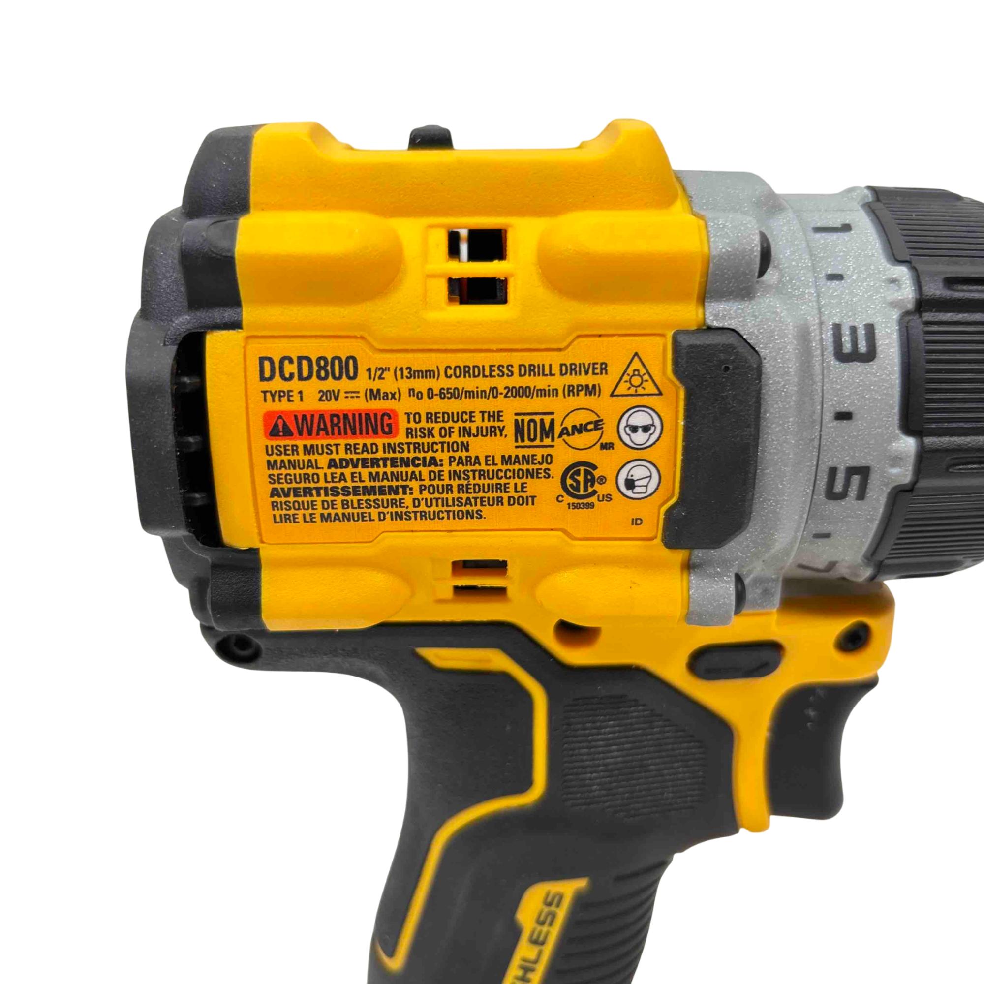 DeWalt DCD800 20V MAX XR 1/2" Brushless Cordless Drill Driver
