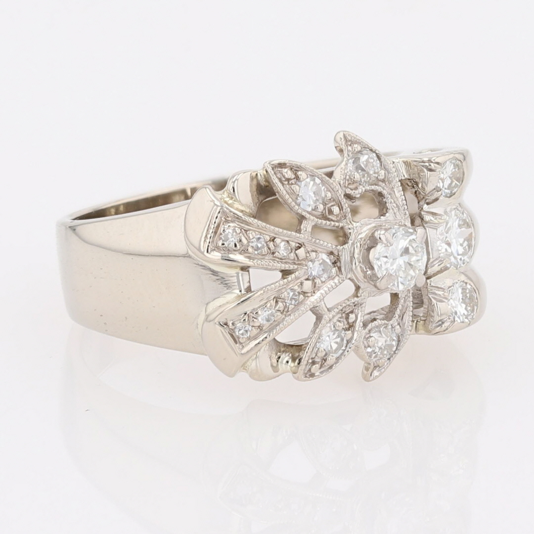.73ctw Round Diamond Cluster Split Shank Statement Ring 14k White Gold ...