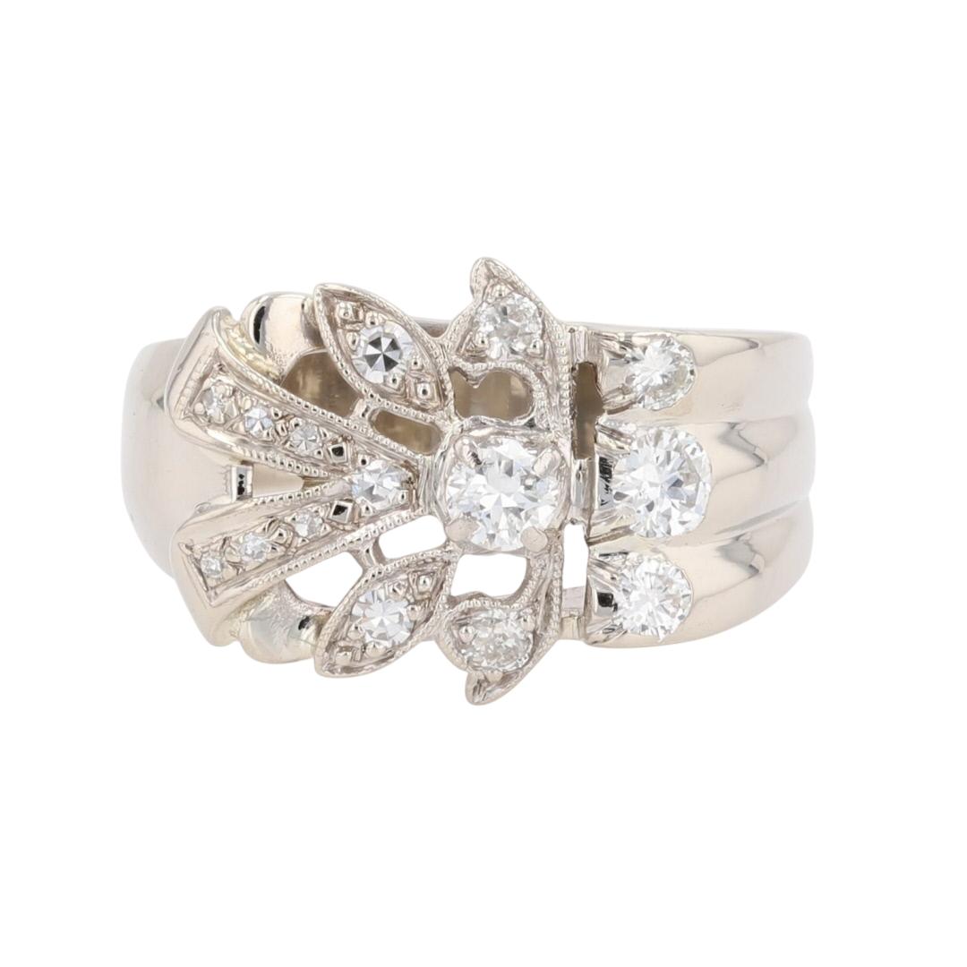 .73ctw Round Diamond Cluster Split Shank Statement Ring 14k White Gold ...