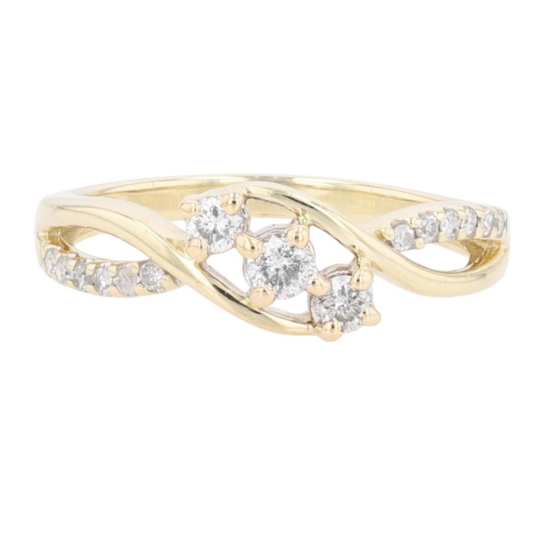 .26ctw Diamond Three-Stone Twist Style Engagement Ring 10k Yellow Gold ...