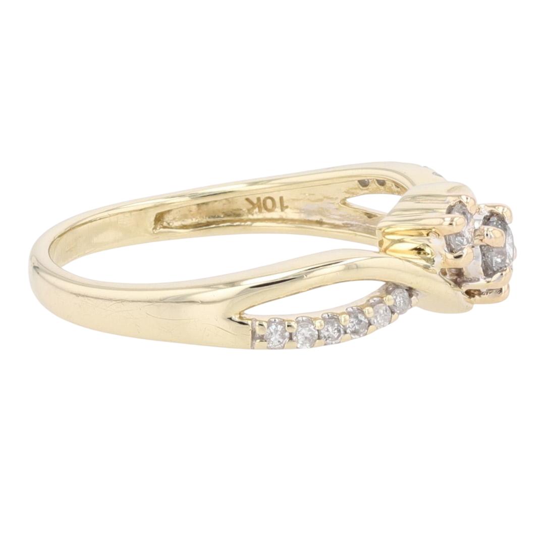 .26ctw Diamond Three-Stone Twist Style Engagement Ring 10k Yellow Gold ...