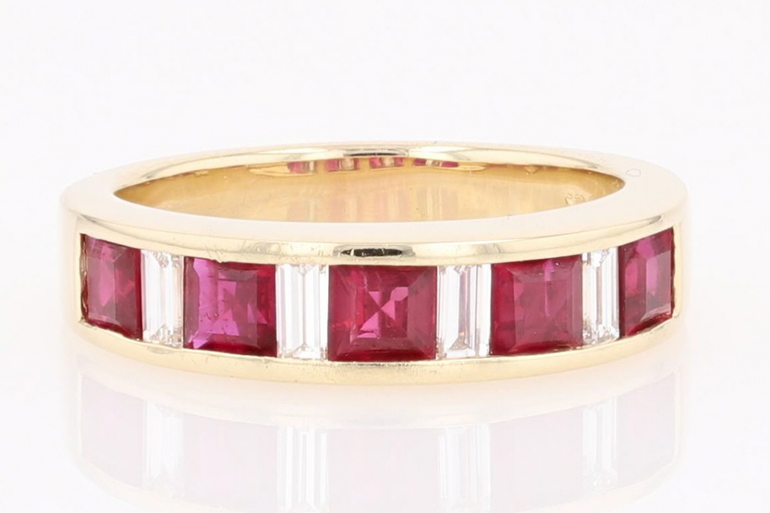 2.00ctw Ruby and Diamond Channel-Set Wedding Band Ring 14k Yellow Gold ...
