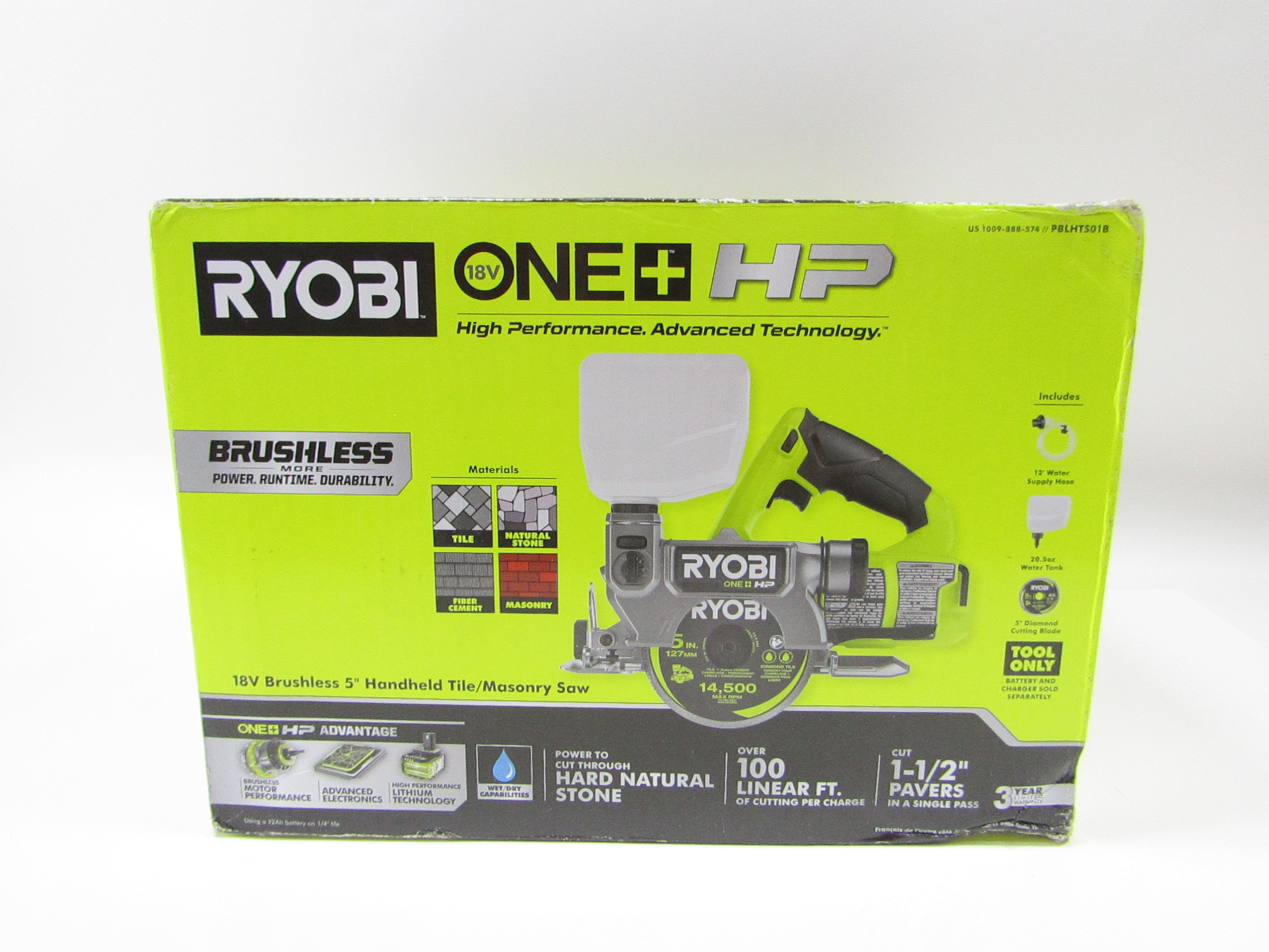 Ryobi ONE + HP 18V Brushless 5" Handheld Tile / Masonry Saw PBLHTS01B