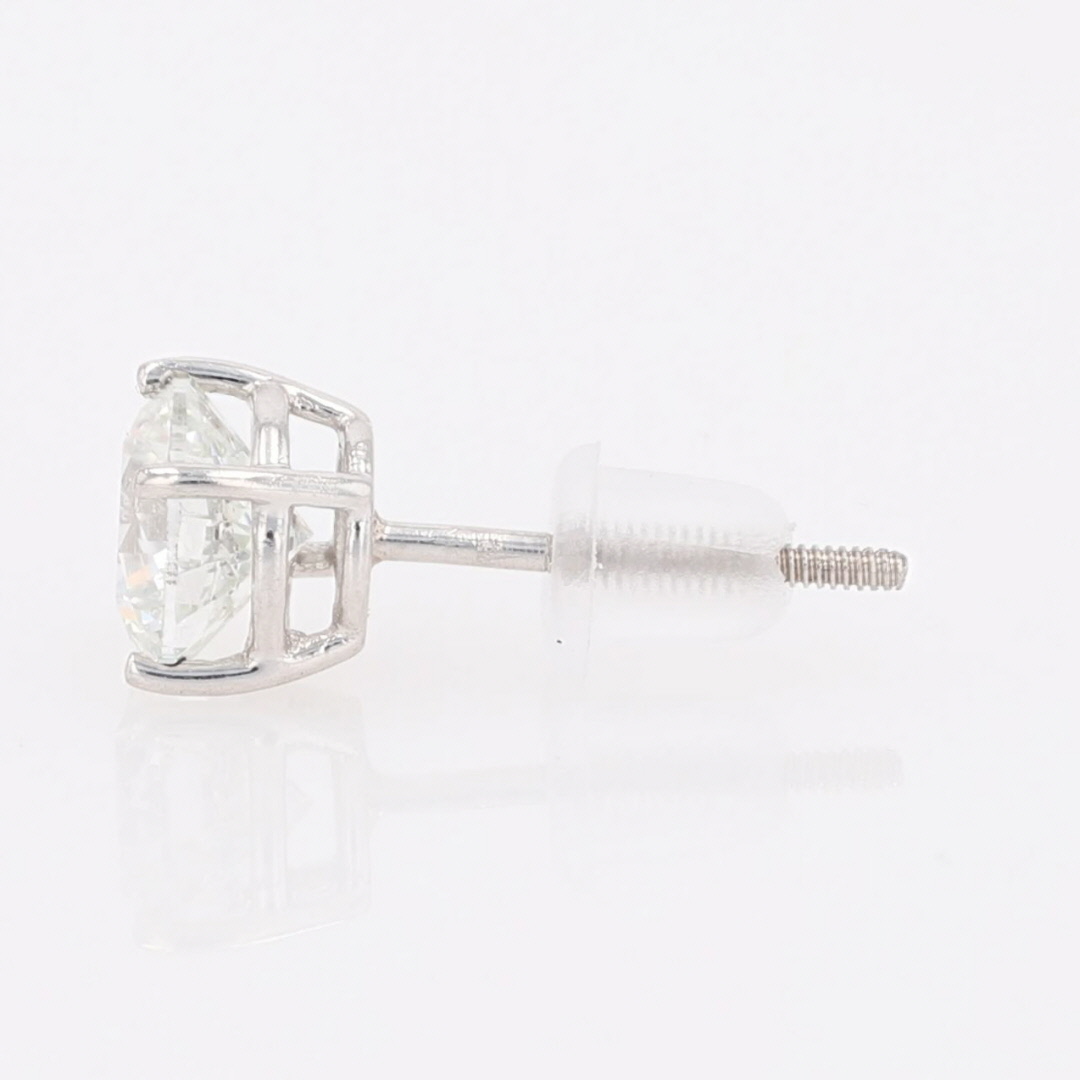 .95ct Round Cut Diamond Solitaire Single Stud Earring Platinum .77 Grams