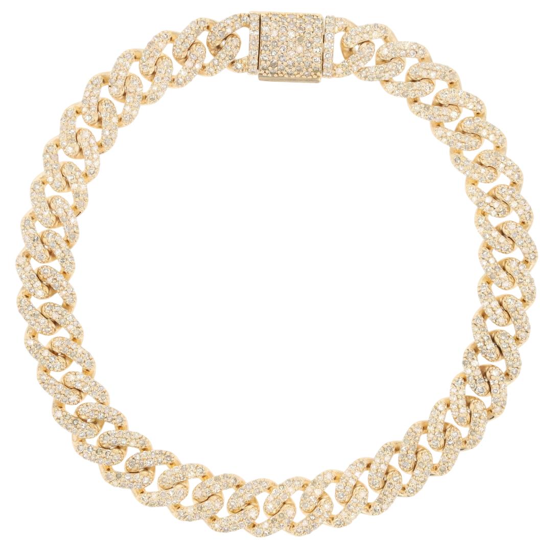 4.12ctw Diamond Pavé Curb Link Chain 8.25" Bracelet 10k Yellow Gold 24. ...