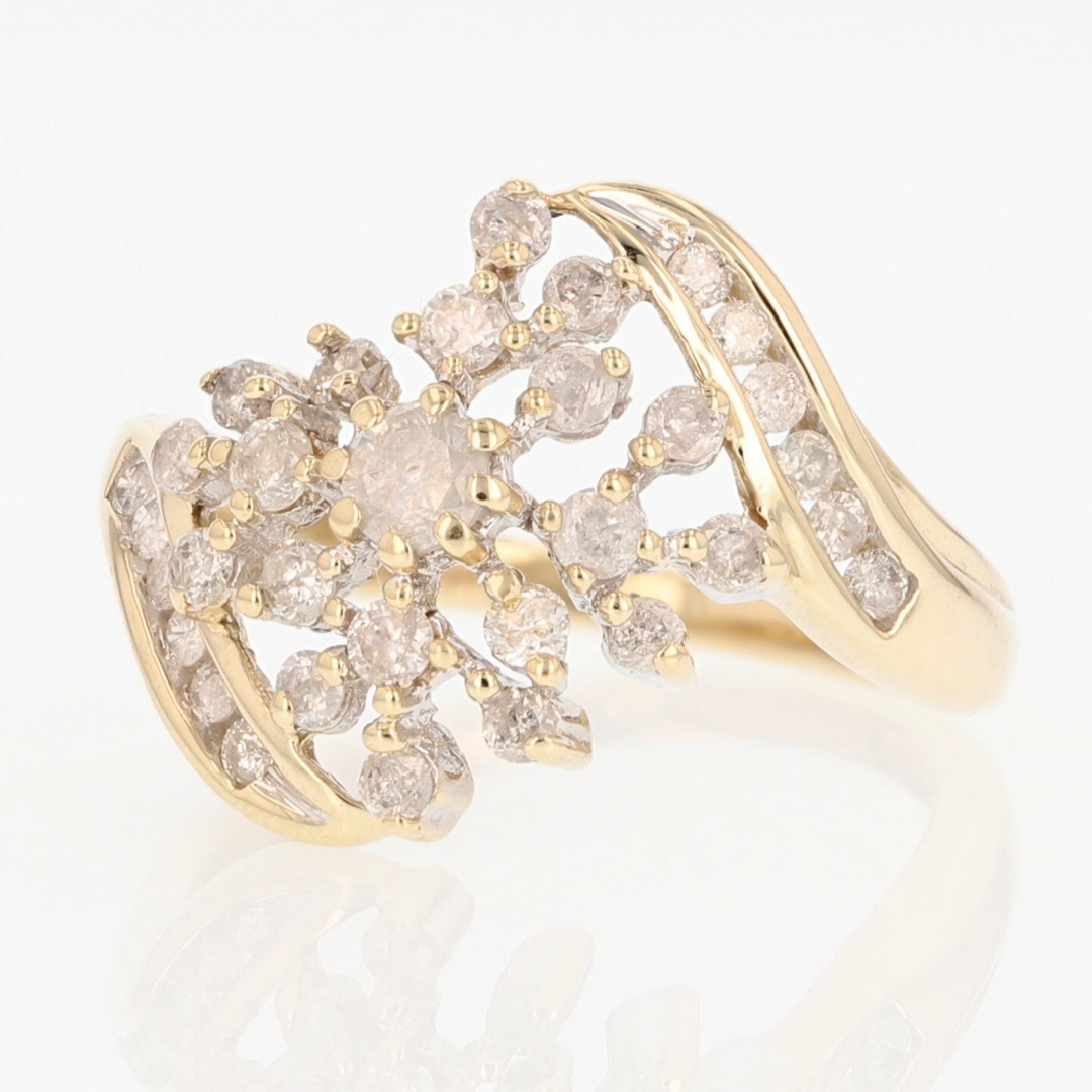 1.00ctw Round Cut Diamond Cluster Bypass Style Ring 10k Yellow Gold ...