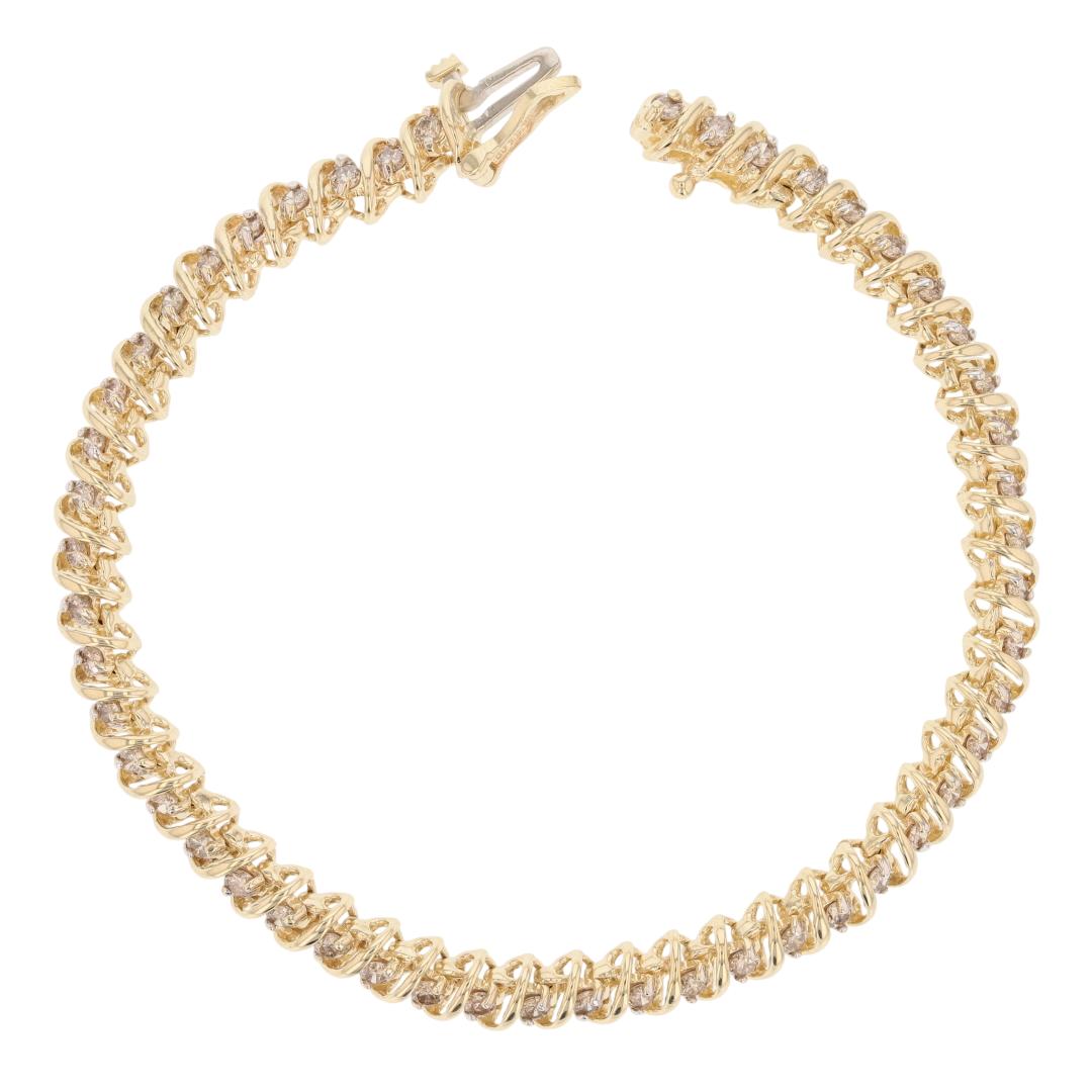 1.70ctw Diamond San Marco Style 7" Tennis Bracelet 14k Yellow Gold 13. ...