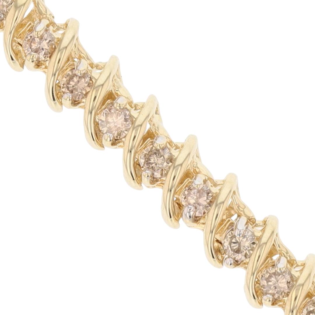 1.70ctw Diamond San Marco Style 7" Tennis Bracelet 14k Yellow Gold 13. ...