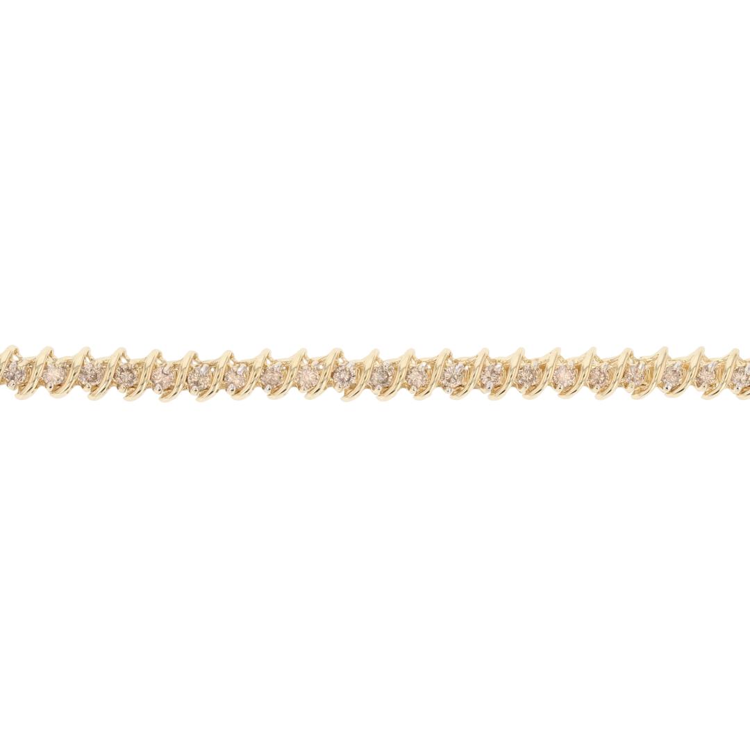 1.70ctw Diamond San Marco Style 7" Tennis Bracelet 14k Yellow Gold 13. ...