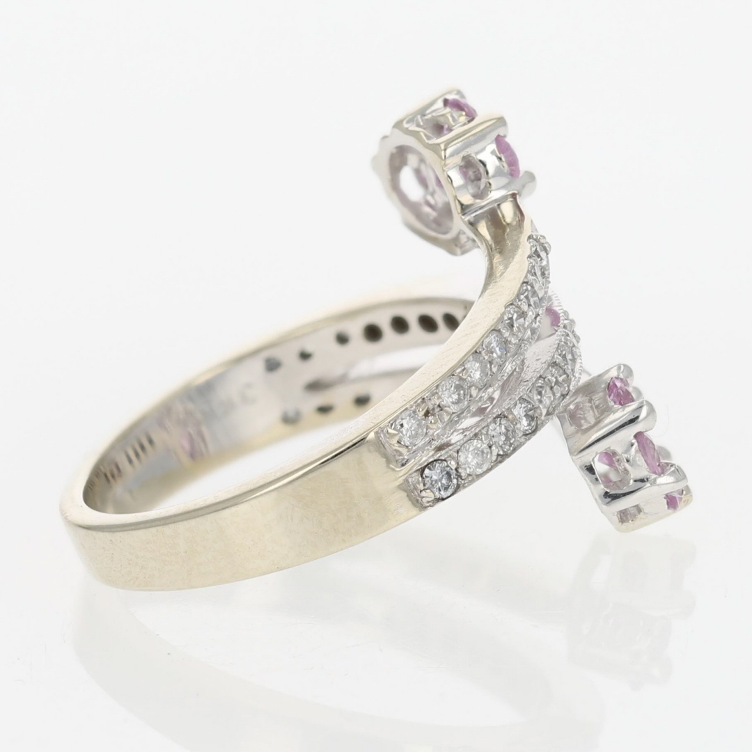 1.52ctw Pink Sapphire and Diamond Cluster Wrap Ring 14k White Gold Size 6.5
