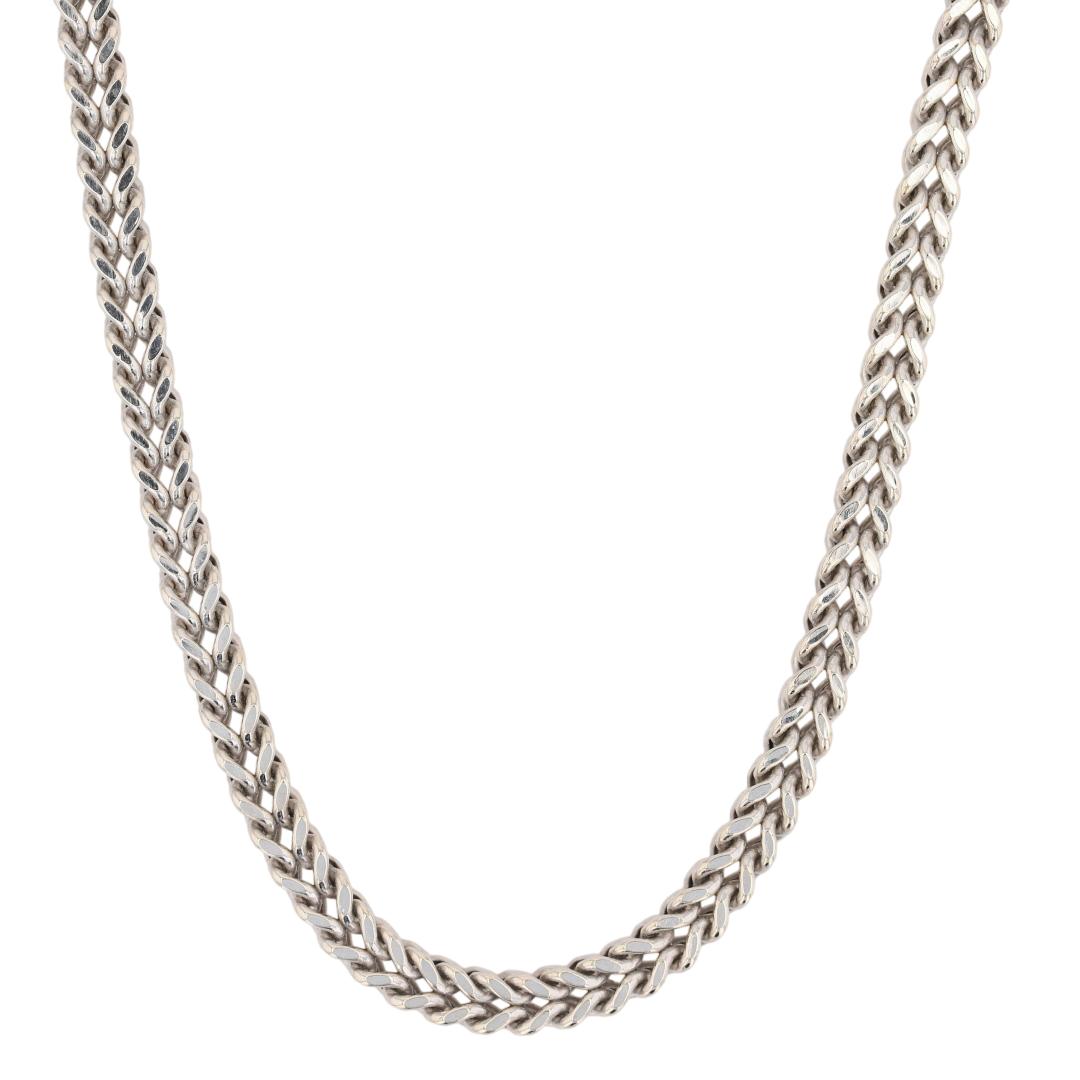4mm Foxtail Link Chain 30" Necklace 14k White Gold 29.34 Grams