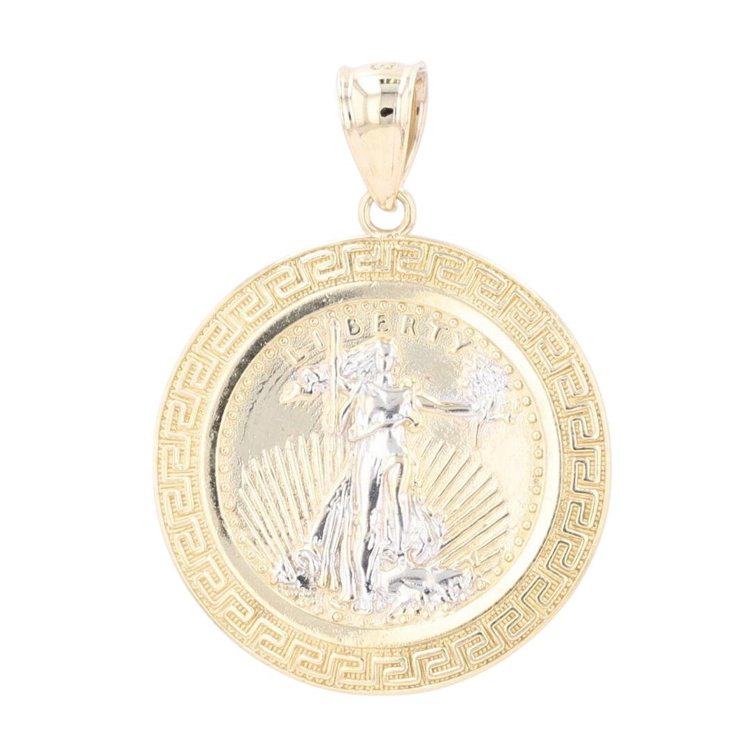 1.25" Walking Liberty Coin Replica Meander Pendant No Chain 14k Multi ...