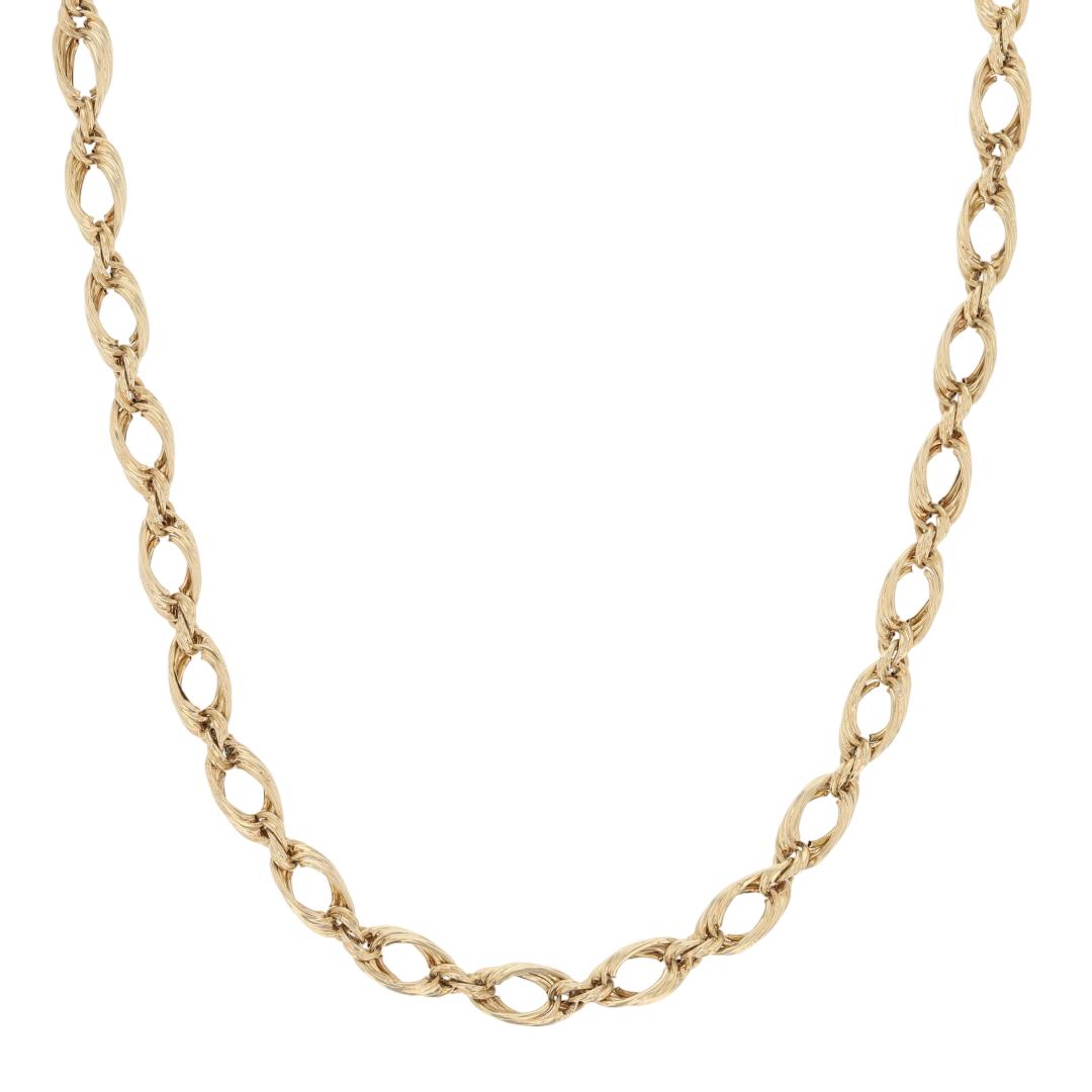 4.5mm Open Rope Fancy Link Chain 21.5" Necklace 14k Yellow Gold 6.33 Grams
