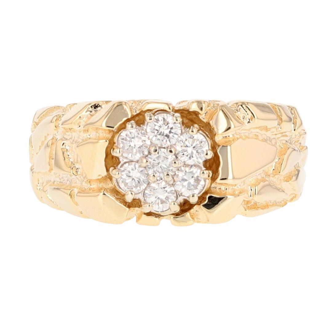.44ctw Round Diamond Cluster Nugget Style Band Ring 14k Yellow Gold ...