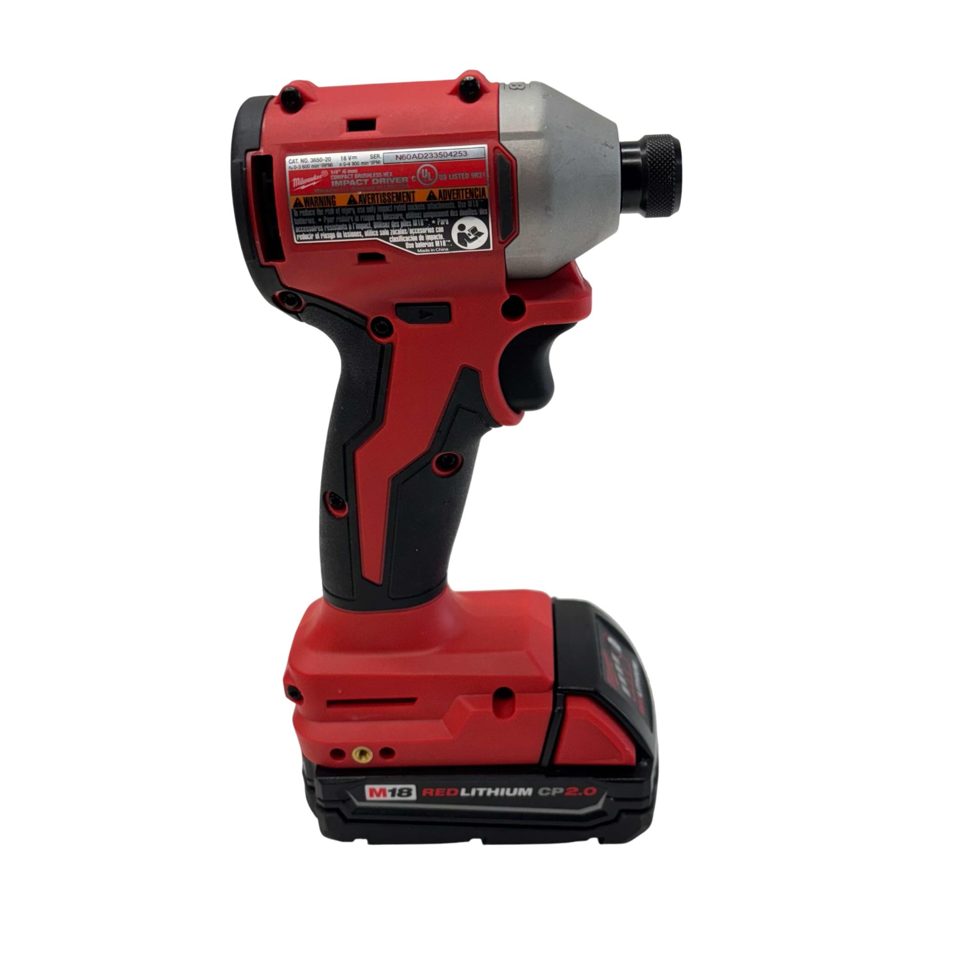 Milwaukee 3650-20 18V Compact Brushless Hex 1/4" Impact Driver