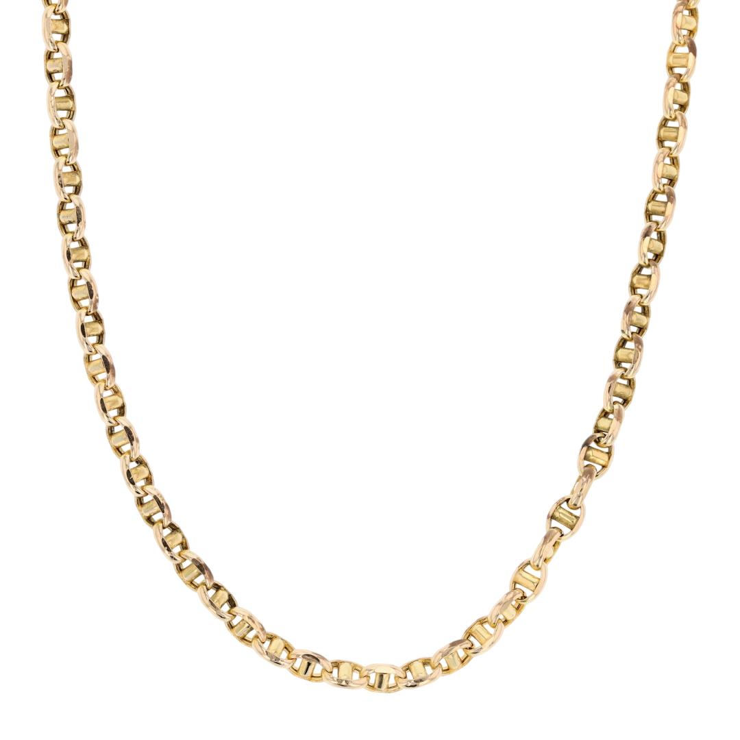 3.6mm Gucci Link Chain 20.25" Necklace 10k Multi-Tone Gold Italy 6.12 Grams