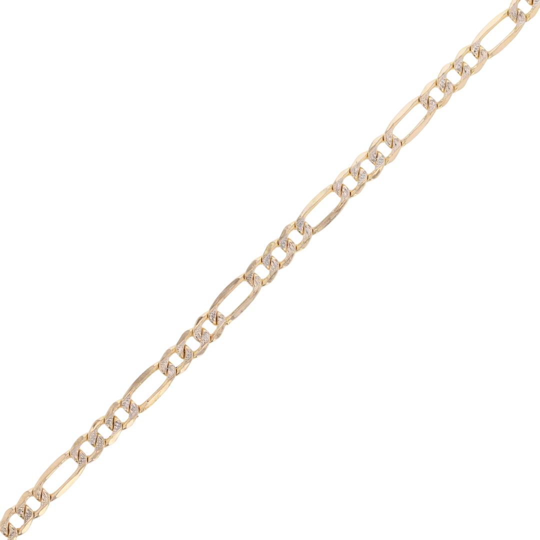 4mm Diamond-Cut Figaro Link Chain 24" Necklace 14k Multi-Tone Gold 8.88 ...