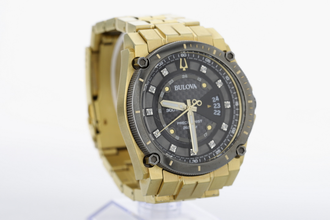 Bulova Precisionist Diamond Accent Black Dial Stainless Steel Men's ...