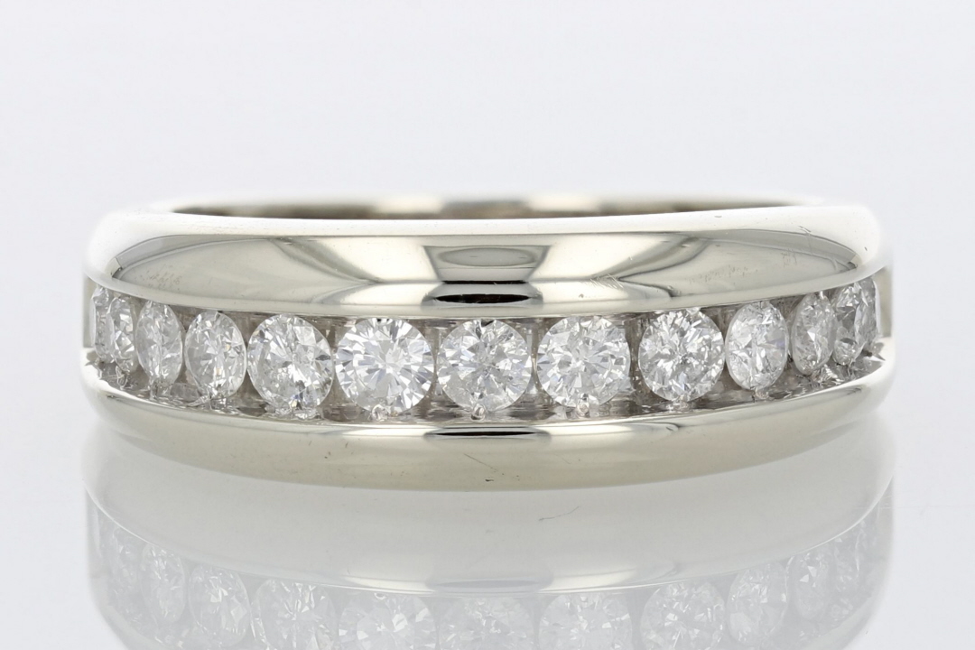 1.04ctw Round Diamond Channel-Set Wedding Band Ring 14k White Gold Size ...
