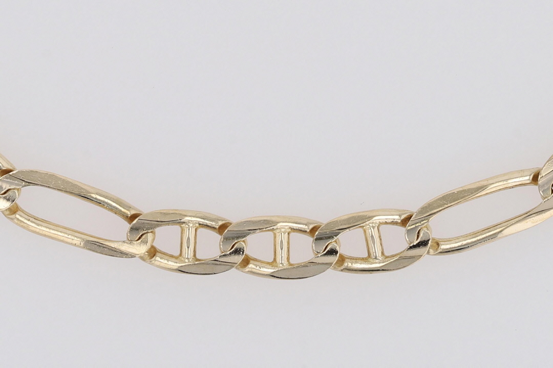 4mm Figarucci Link Chain 25.25" Necklace 14k Yellow Gold 14.73 Grams