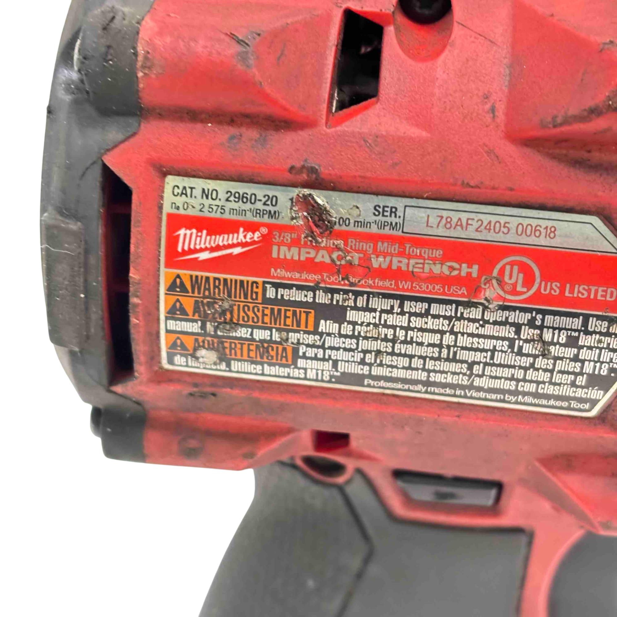 Milwaukee 2960-20 M18 FUEL GEN-2 18V Mid Torque Brushless 3/8" Impact ...